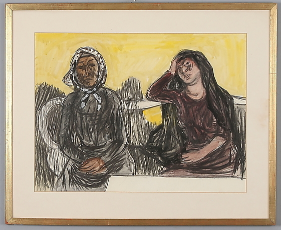 NILS NILSSON (1901-49). "Two women II", drawing, monogram signed. Art ...