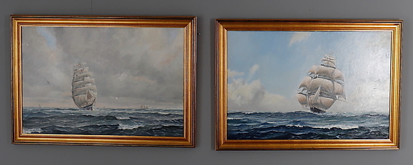 KENNETH GRANT (BRITISH B.1934). A PAIR OF CLIPPERS AT SEA. Art ...