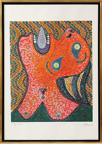 ENRICO BAJ. Color lithograph, signed and numbered 32/250. Art - Graphic ...