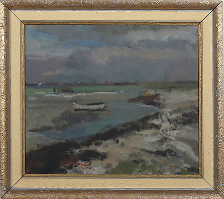 HANS ROSENQUIST. "Motiv från Bedinge". Olja på pannå. Signerad. Konst ...