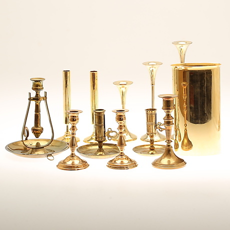 BRASS and ORE OBJECTS, 12 pieces. Silver & Metals - Pewter, Brass ...