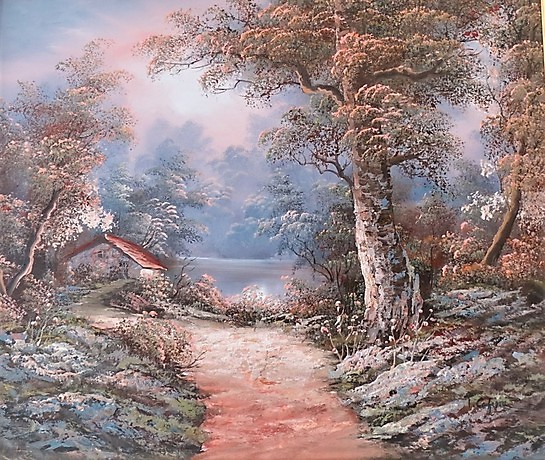 IRENE CAFIERI, LANDSCAPE WITH HOUSE, OIL PAINTING, 20. century. Art ...