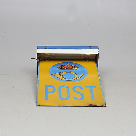 SKYLT, "Post", med belysning, metall, 1900-tal. Övrigt - Övrigt - Auctionet