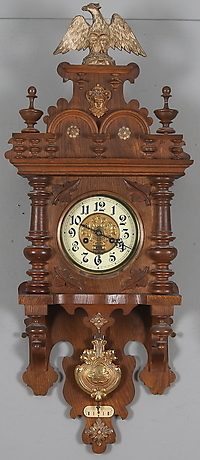 MANOR CLOCK, stained oak, 1900s. Clocks & Watches - Wall Clocks - Auctionet