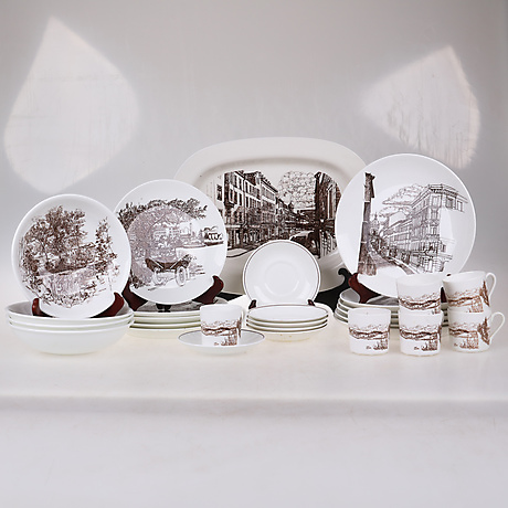 PORSLIN, 28 delar,Stig Lindberg,Gustavsberg, dekor Claes Folcker ...