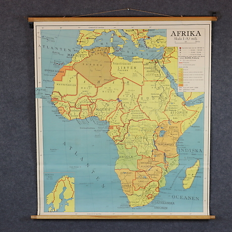 SCHOOL MAPS, 2 pcs. 1950s, Africa & Africa, political division. (3.51 ...