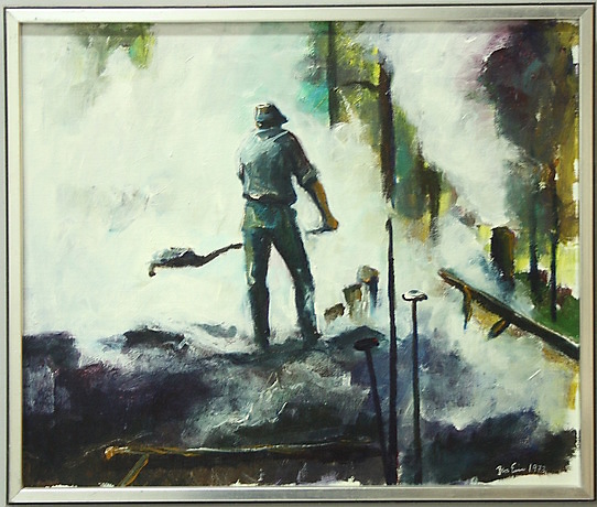 BROR-ERIC BERGQVIST. Oil on canvas, "Strömbacka milan" signed and dated ...