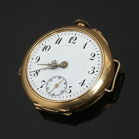 WRIST WATCH, 18K gold, anchor movement, Swiss hallmarks. Clocks ...