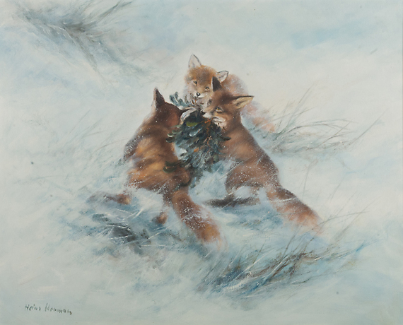 HEINZ HERMAN. Playing foxes, oil on canvas, signed. Art - Paintings ...