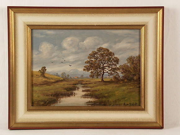 RÜDT, AUGUST VON. "Summer river landscape in front of a mountain ...