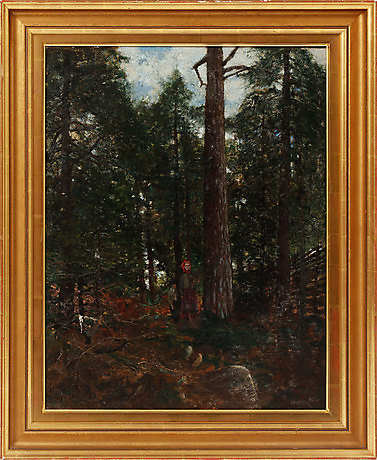 JOHAN KINDBORG, forest landscape, oil on canvas, signed and dated -89 ...