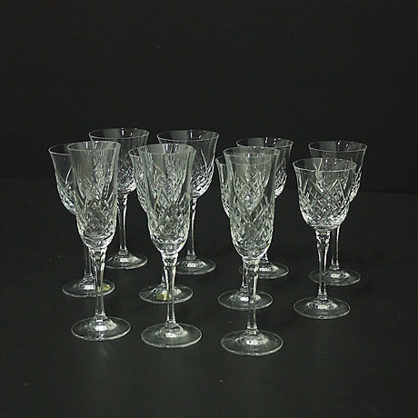 CRYSTAL GLASS, 11 parts, hand-ground full crystal. Glass - Tableware ...