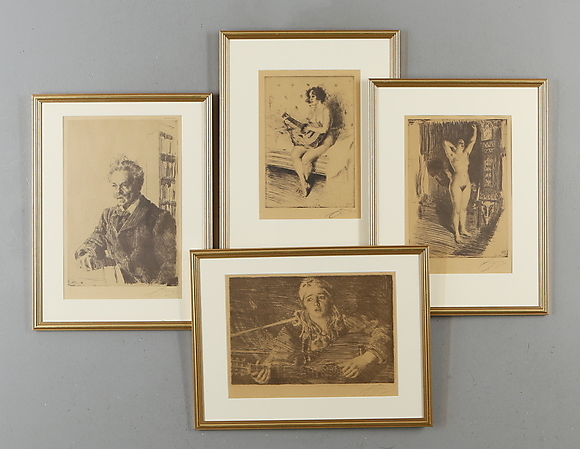 ANDERS ZORN. After, 4 lithographic prints, including August Strindberg ...