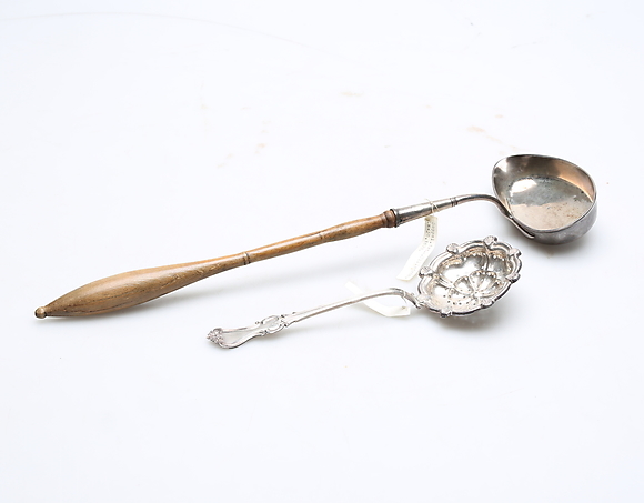 SOUP SPOON AND GROWING SUGAR STRAWER, silver, 19th century. Silver ...