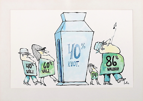 EWERT KARLSSON (EWK). Sekatekniikka paperille, monogrammi signeerattu ...