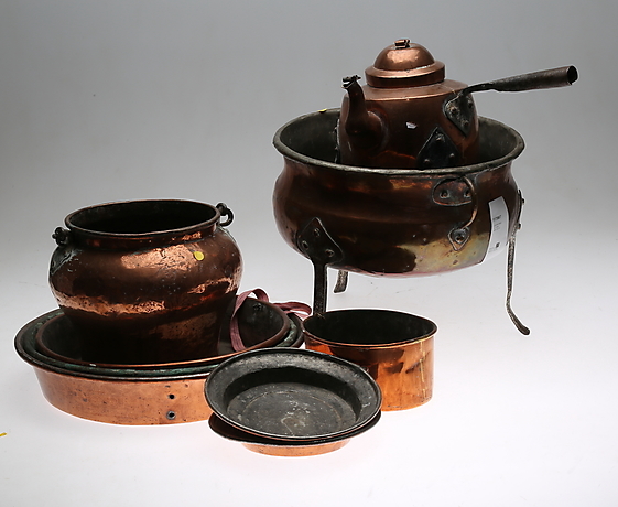 COPPER ITEMS, 8 parts, 1800-1900s. Silver & Metals - Pewter, Brass ...