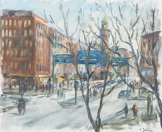 CARL JULIUS. "Helsingborg", olja på duk, signerad C. Julius. Konst ...