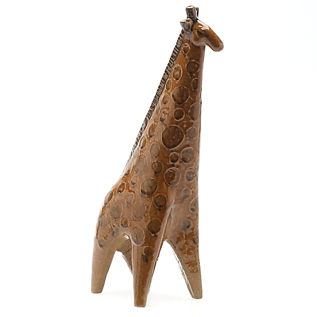 LISA LARSON. Figurine, stoneware, giraffe from "Stora Zoo", Gustavsberg ...