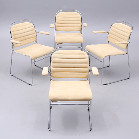 KENNETH BERGENBLAD. Stolar, 4 st, krom och konstmocca, Dux. Möbler ...