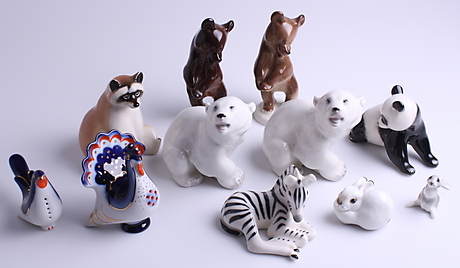ANIMAL FIGURES, 11 pcs, porcelain, USSR - Soviet Union. Ceramics ...