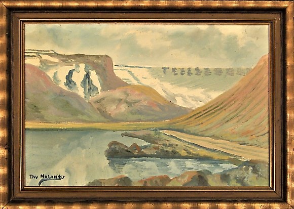 THORVALD MOLANDER. Landskap sannolikt från Island, olja på duk ...