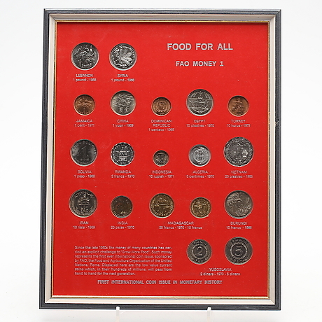 COIN COLLECTION, "Food for all, FAO money", 6 parts. Coins, Medals ...