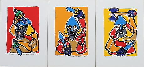 CARL-RICHARD CARLENSTIERNA. Vikings (3). Color serigraphs. Signed and ...