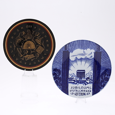 PLATE, 2 pcs, Stockholm exhibition 1930, Rörstrand and Jubilee ...