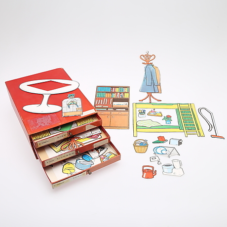 Flanellograf-figurer rörande hem och inredning. 1900-talets mitt ...