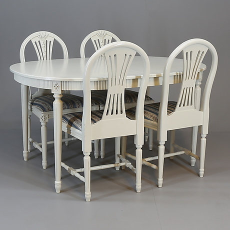 BORD o 4 STOLAR, gustaviansk stil, "Axet", 1900-tal. Möbler - Fåtöljer ...