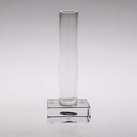 EFVA ATTLING. Vase, "Endless", glass with silver ring, Orrefors, signed ...
