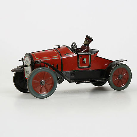BIL MED FÖRARE, litograferad plåt, Röd roadster "Hessmobil 1020", J L ...
