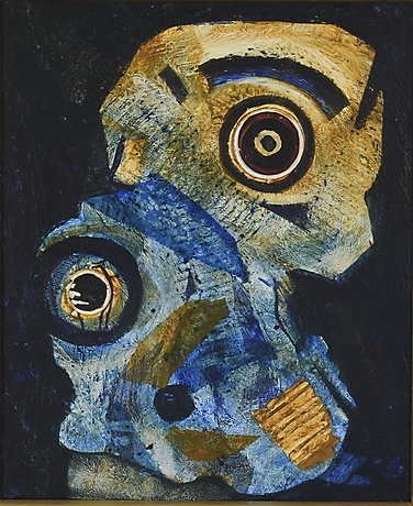 ROGER WOLFF. Oil painting with collage. Art - Paintings - Auctionet