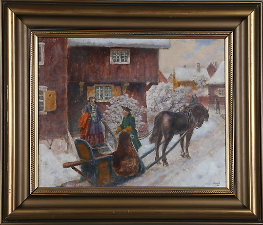 EMIL ÅBERG. olja på pannå, signerad. Konst - Måleri - Auctionet