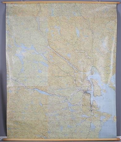 WALL MAP, Medelpad, Ångermanland, laminated, late 20th century. Books ...