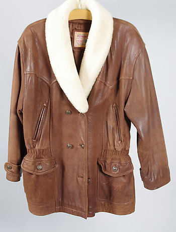 LEATHER JACKET with fur collar, Petroff. Vintage & Designer Clothing ...
