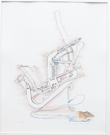 CLARENCE & KRISTOFFER. offsettryck, surrealistiskt motv med datormus ...