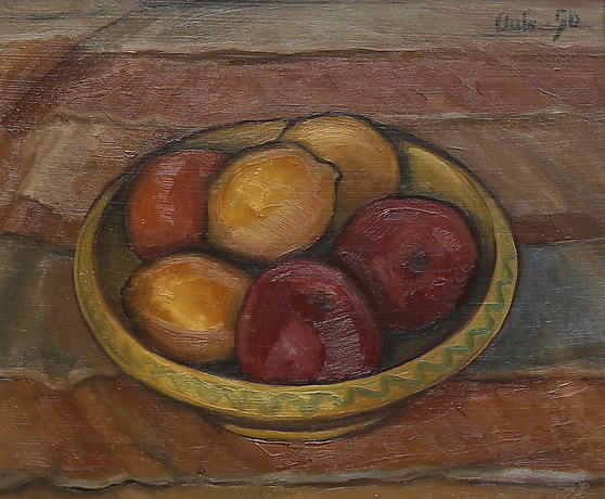 HILKKA INKALA. oil on Board, still life, signed "Oulu" and dated -50 ...