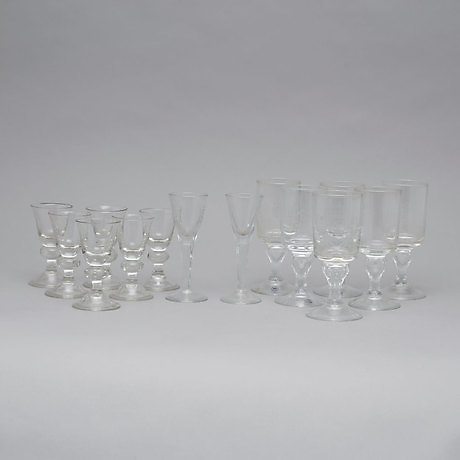 GLASSWARE, 14 pieces, Gustav III, partly Reijmyre. Glass - Tableware ...