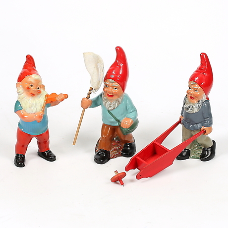 TOMTAR, 3 st. glaserad terrakotta, Heissner, Tyskland. 1900-talets mitt ...