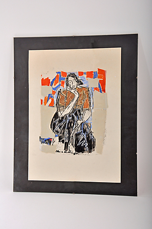 ALMA REDLINGER. Representation av en kvinna som tänker. Akvarell ...