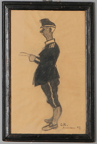EINAR NERMAN. Study by Ture Nerman, drawing, monogram signed and dated ...