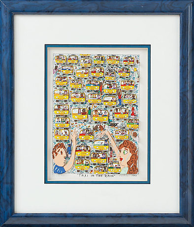 JAMES RIZZI. "Taxi in the rain" 3D-Grafik, signerad samt numrerad ...