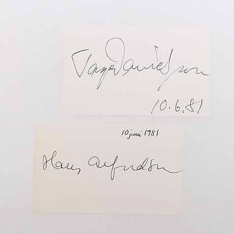 AUTOGRAF. HANS ALFREDSSON (1932-2017), TAGE DANIELSSON (1928-1985 ...