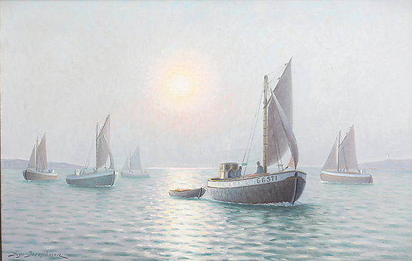 HUGO JOSEPHSON. Fiskebåtar. Olja på duk, signerad. Konst - Måleri ...