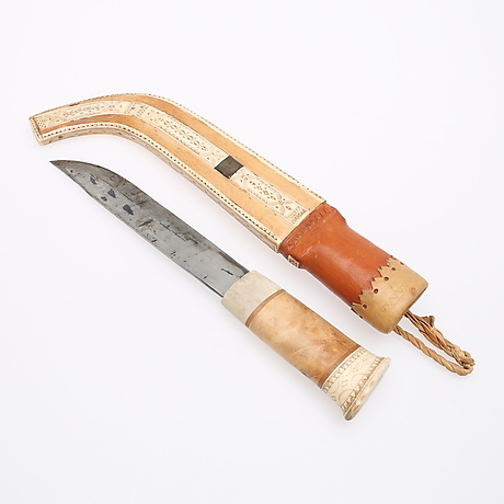 CUTTING KNIFE, Sami work, Knut Dahlberg, Mellanström/Arjeplog, monogram ...