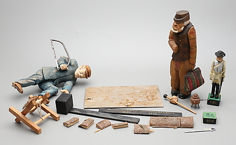 TRÄFIGURER, 3 st, bla Axel Ericson. Konst - Skulptur - Auctionet