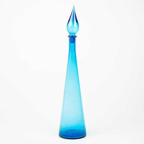 KARAFF, blått glas, troligen Empoli, Italien. Glas - Serviser - Auctionet