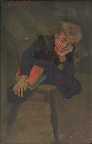 BENDIK RIIS (1911-1988). Porträtt av pojke, olja på pannå. Konst ...