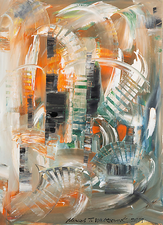 MARCUS WALTERMARK. "Giant spirits of this city", oil on canvas, signed ...